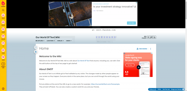 Original Fandom wiki - Our World of Text Wiki